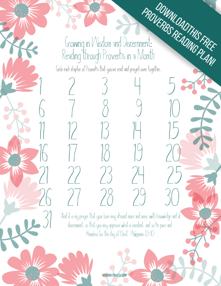 Proverbs Reading Plan - Made Matchless